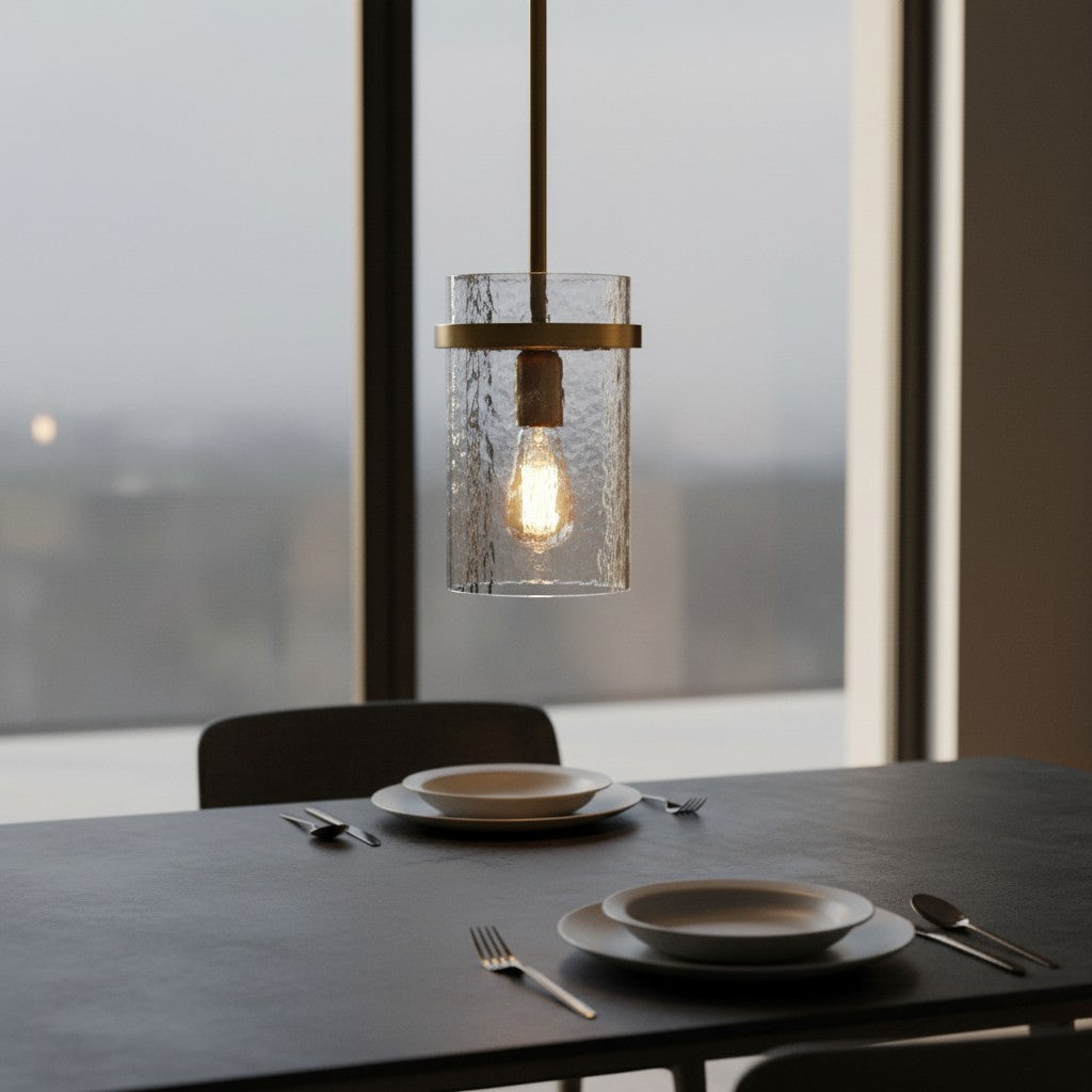 Alaric Modern Hammered Glass Cylinder Pendant Light | LuciaLiving ...
