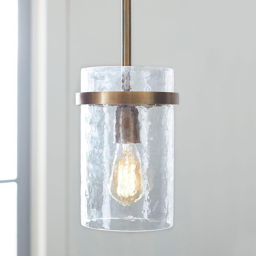 Alaric Modern Hammered Glass Cylinder Pendant Light | LuciaLiving ...