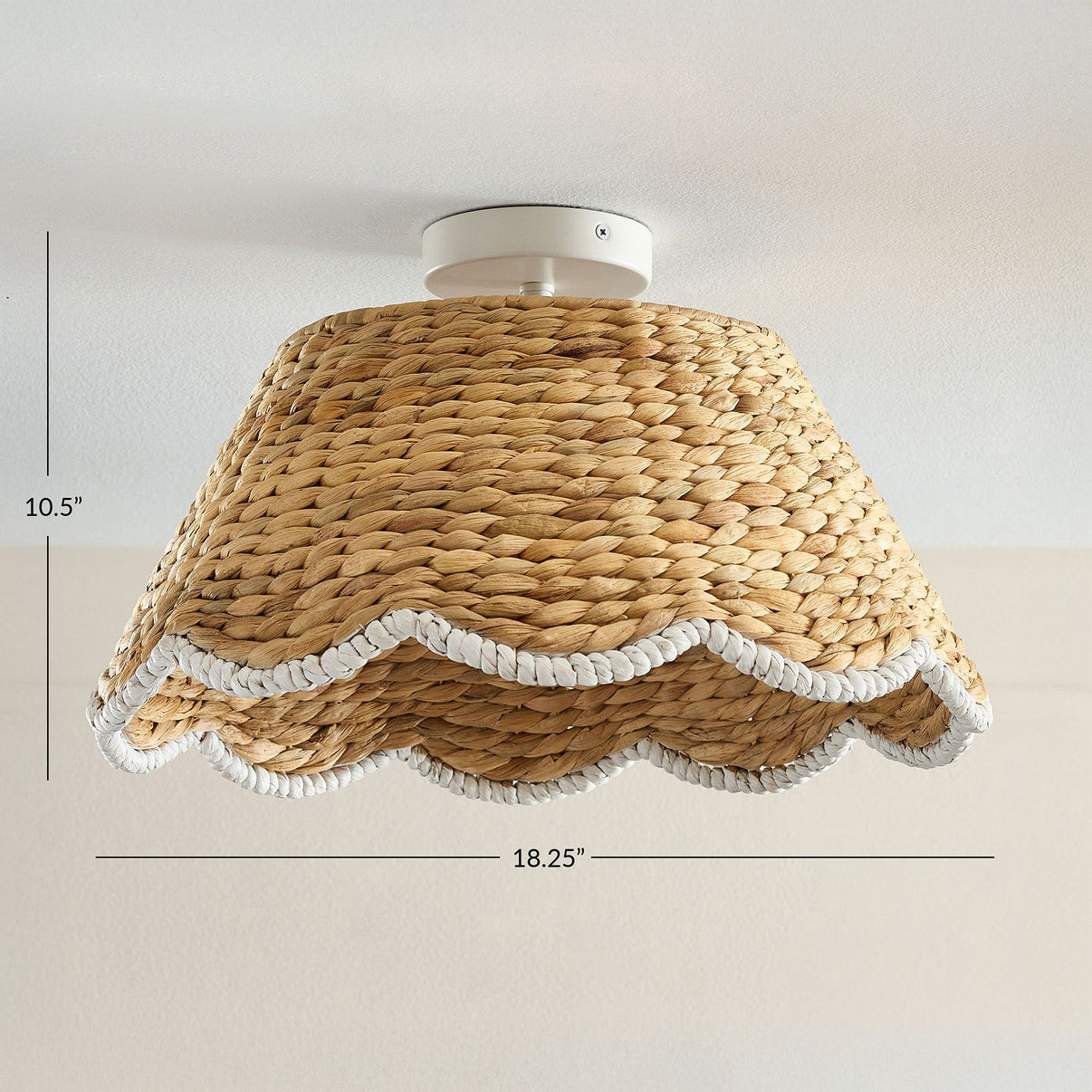 Bohemian Style Scallop Rattan Flush Mount Ceiling Light | Lucia Living