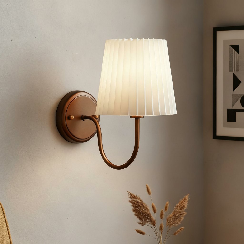 Theodore Retro Pleated Fabric Iron Wall Sconce | LuciaLiving – Lucia Living